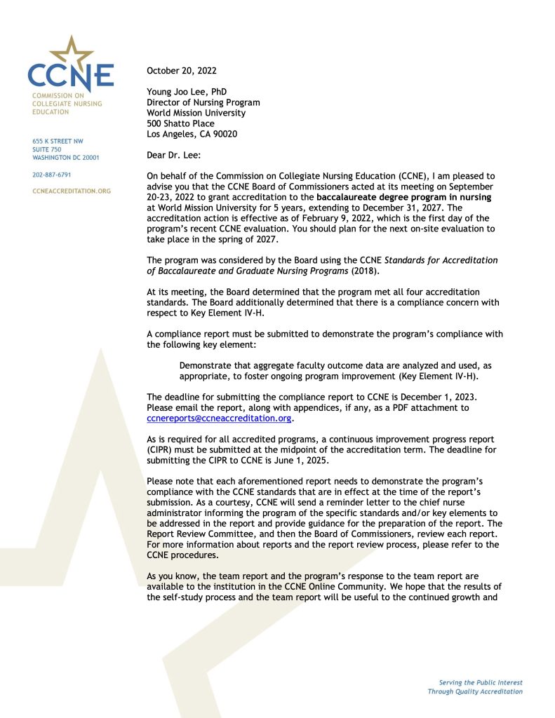 CCNE Accreditation – WMU